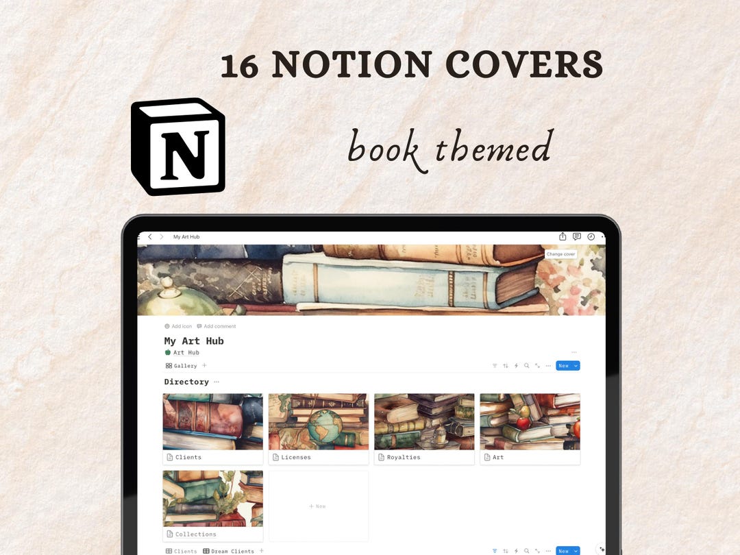 Book Themed Notion Covers of Notion Templates for Authors | Aesthetic ...