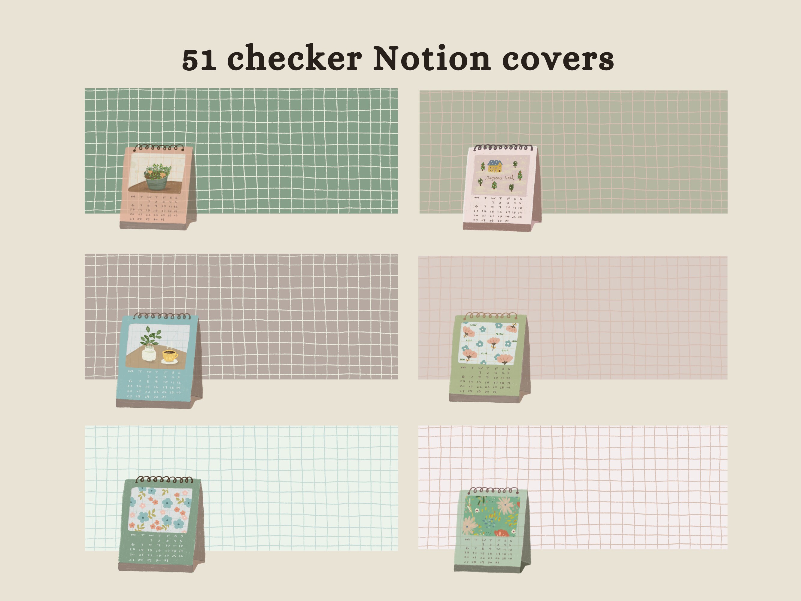 Hand Drawn Calendar Themed Notion Icons Watercolor Checker Notion ...