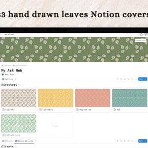 Hand Drawn Leaves Notion Covers for Notion Templates | Aesthetic Notion ...