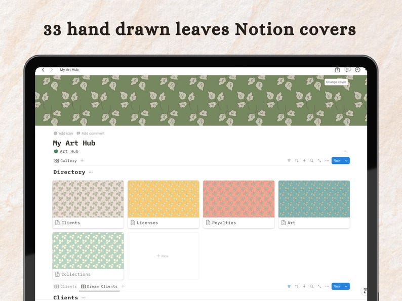 Hand Drawn Leaves Notion Covers for Notion Templates | Aesthetic Notion ...