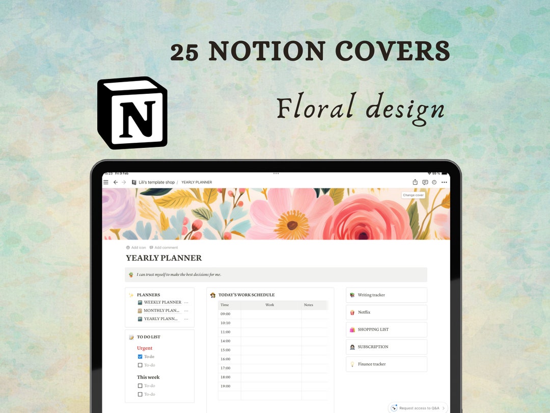 Watercolor Floral Design Notion Covers｜aesthetic Notion｜vibrant Flowers ...