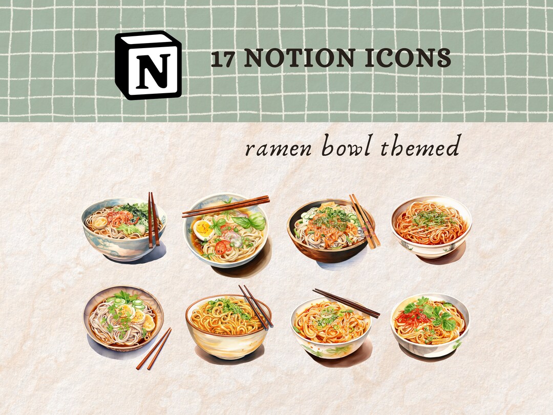 Japanese Ramen Bowl Themed Notion Icons for Notion Templates Japanese ...