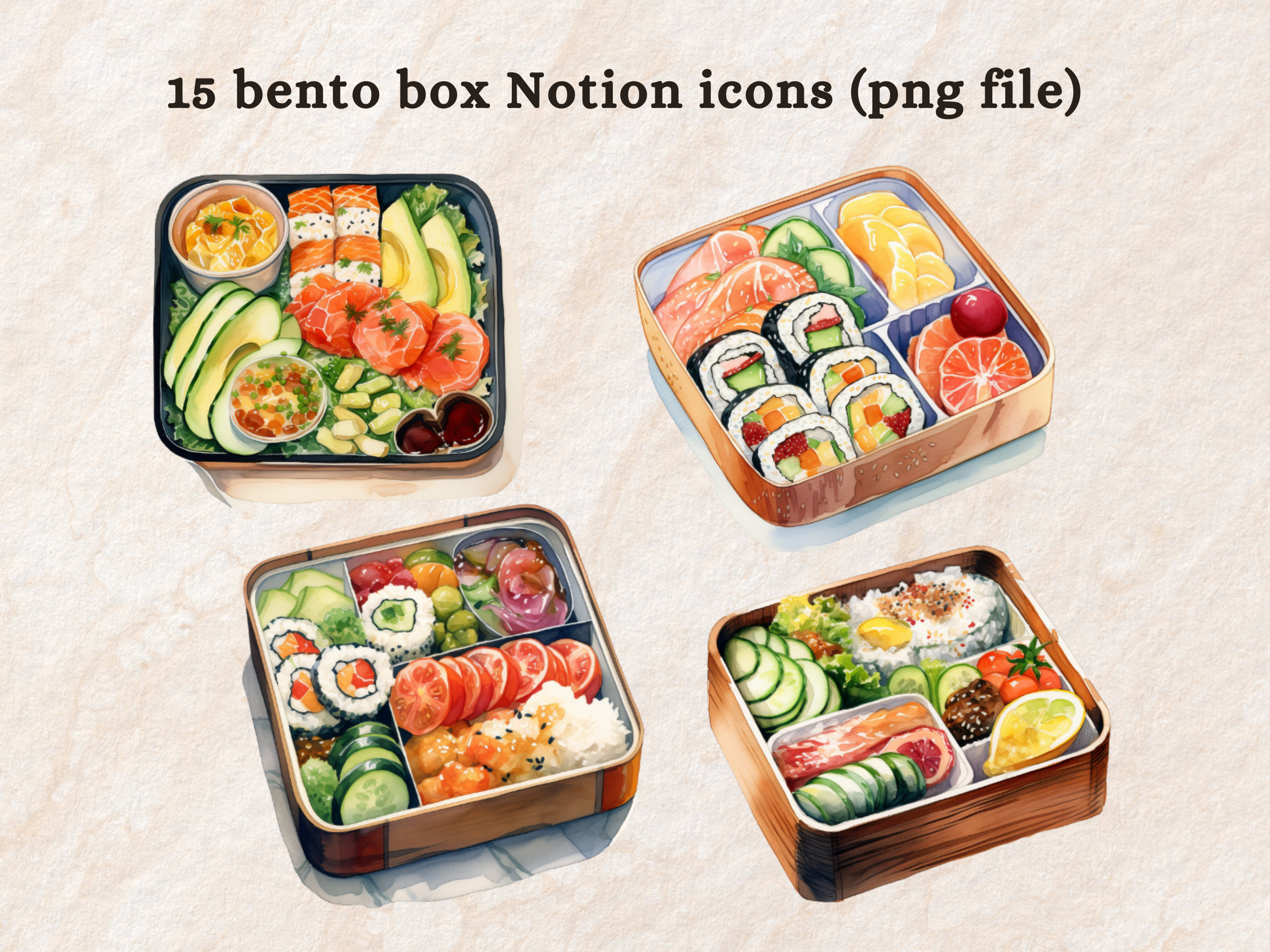 Bento Box Themed Notion Icons for Notion Templates | Japanese Bento Box ...