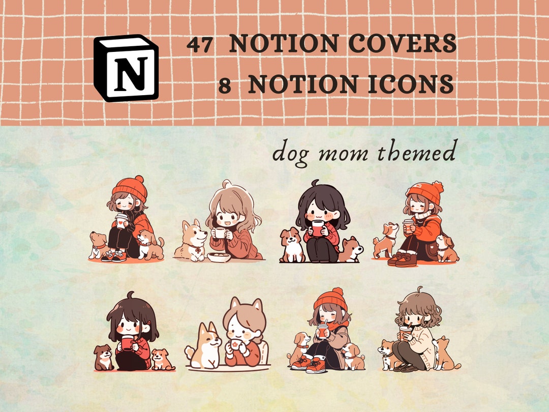 Notion Icons and Notion Covers for Notion Templates | Dog Mom Themed ...