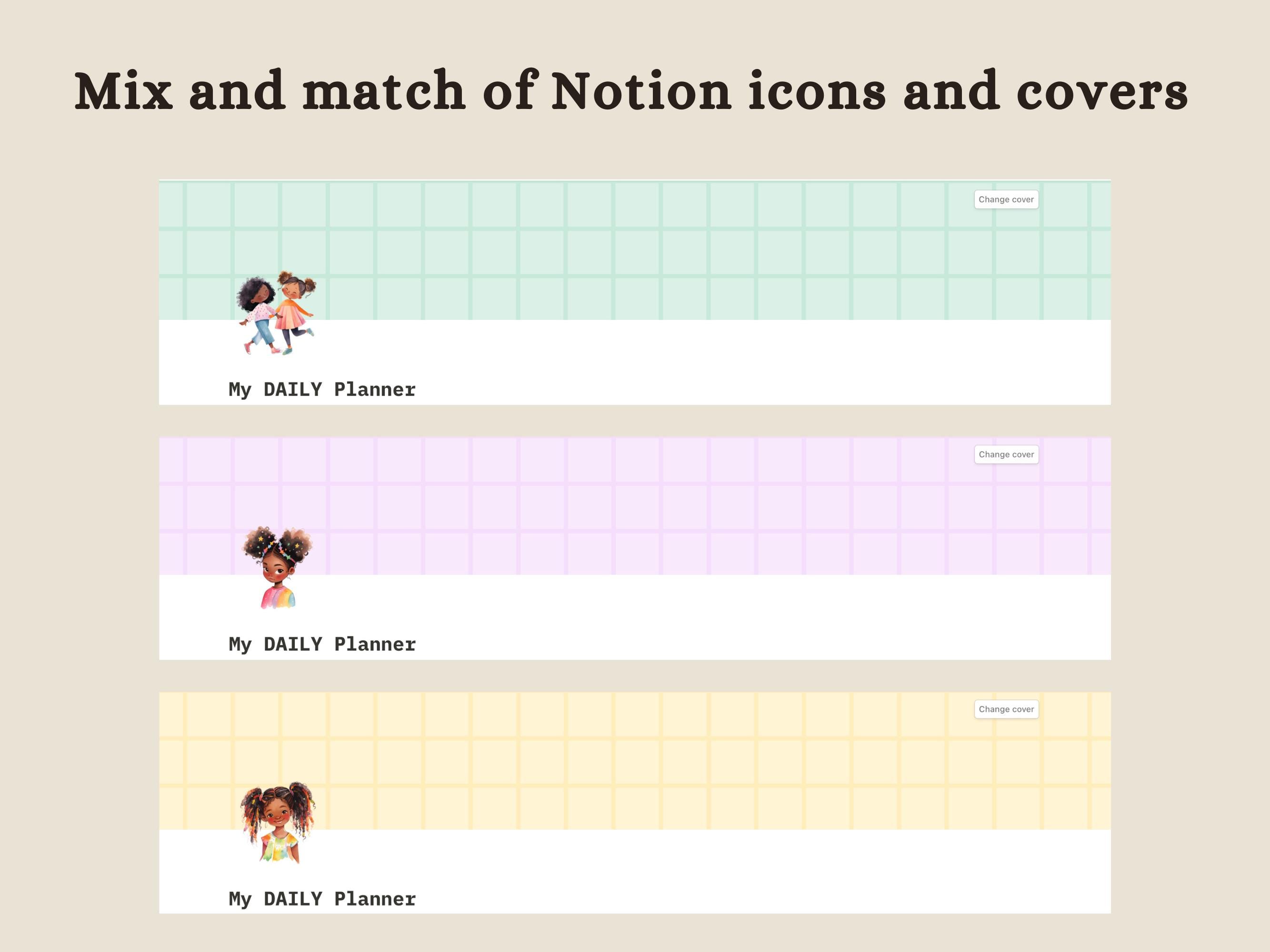 Cute Black Girls Notion Icons | Pastel Grid Notion Covers｜black Girl ...