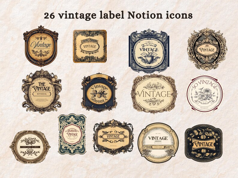 Vintage Label Notion Icons | Vintage Paper Notion Covers｜notion Icons ...