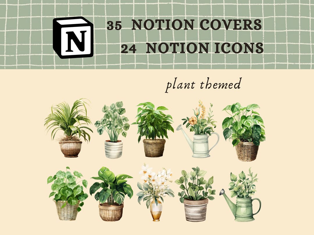 Notion Icons and Notion Covers for Notion Templates | 24 Plant Themed ...