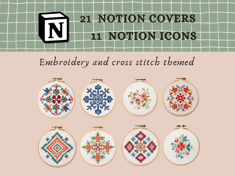Embroidery and Cross Stitch Notion Icons for Notion Embroidery Project ...