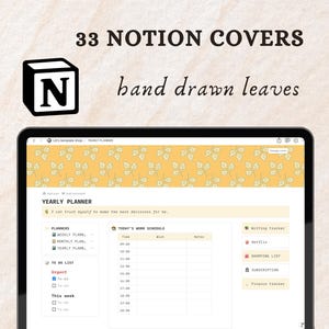 Hand Drawn Leaves Notion Covers for Notion Templates | Aesthetic Notion ...