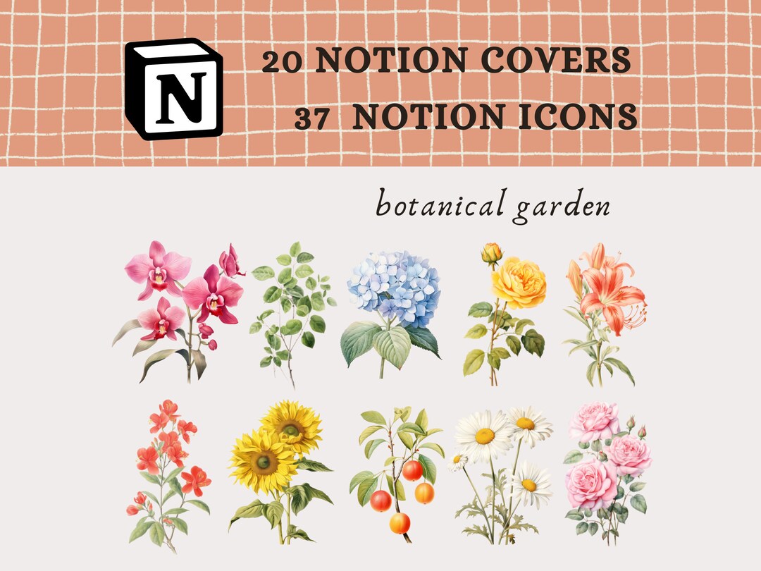 Notion Icons and Notion Covers for Notion Templates | Botanical Themed ...