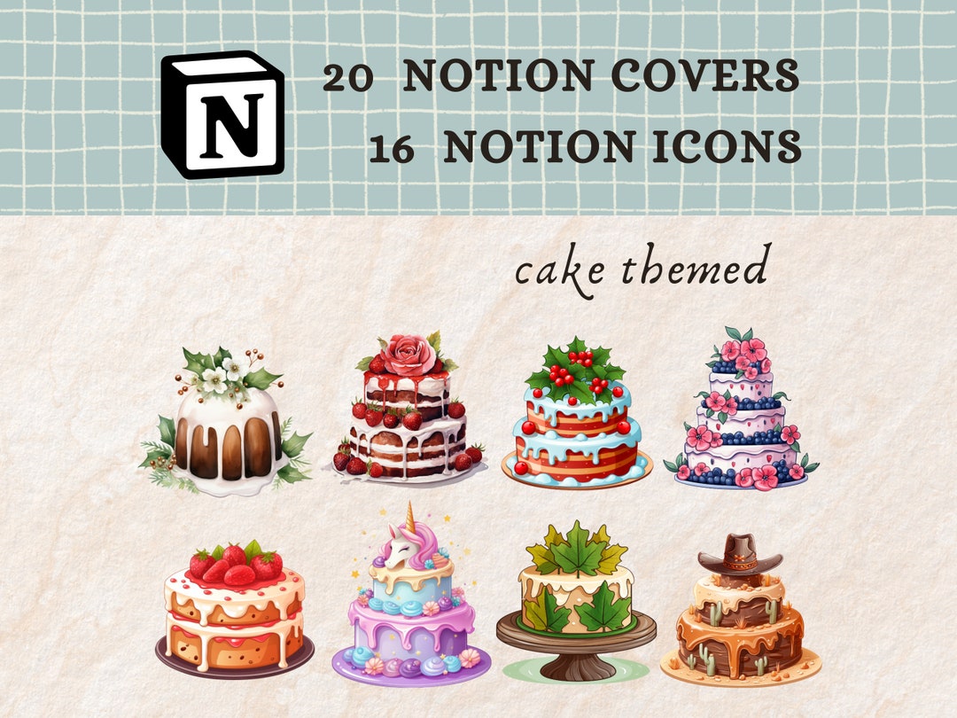 Cake Themed Notion Icons for Notion Templates｜hand Drawn Checker Notion ...