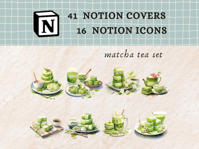 Matcha Tea Set Notion Icons for Notion Templates | 41 Checker Notion ...