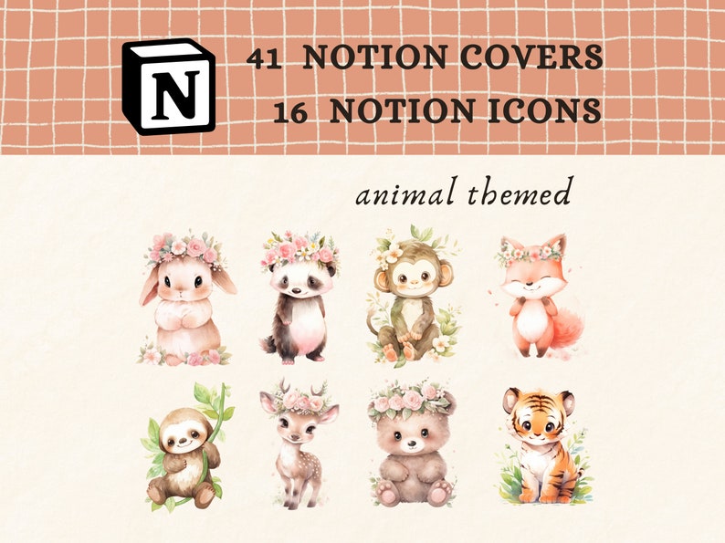 Animal Themed Notion Icons for Notion Templates | Woodland Animal ...