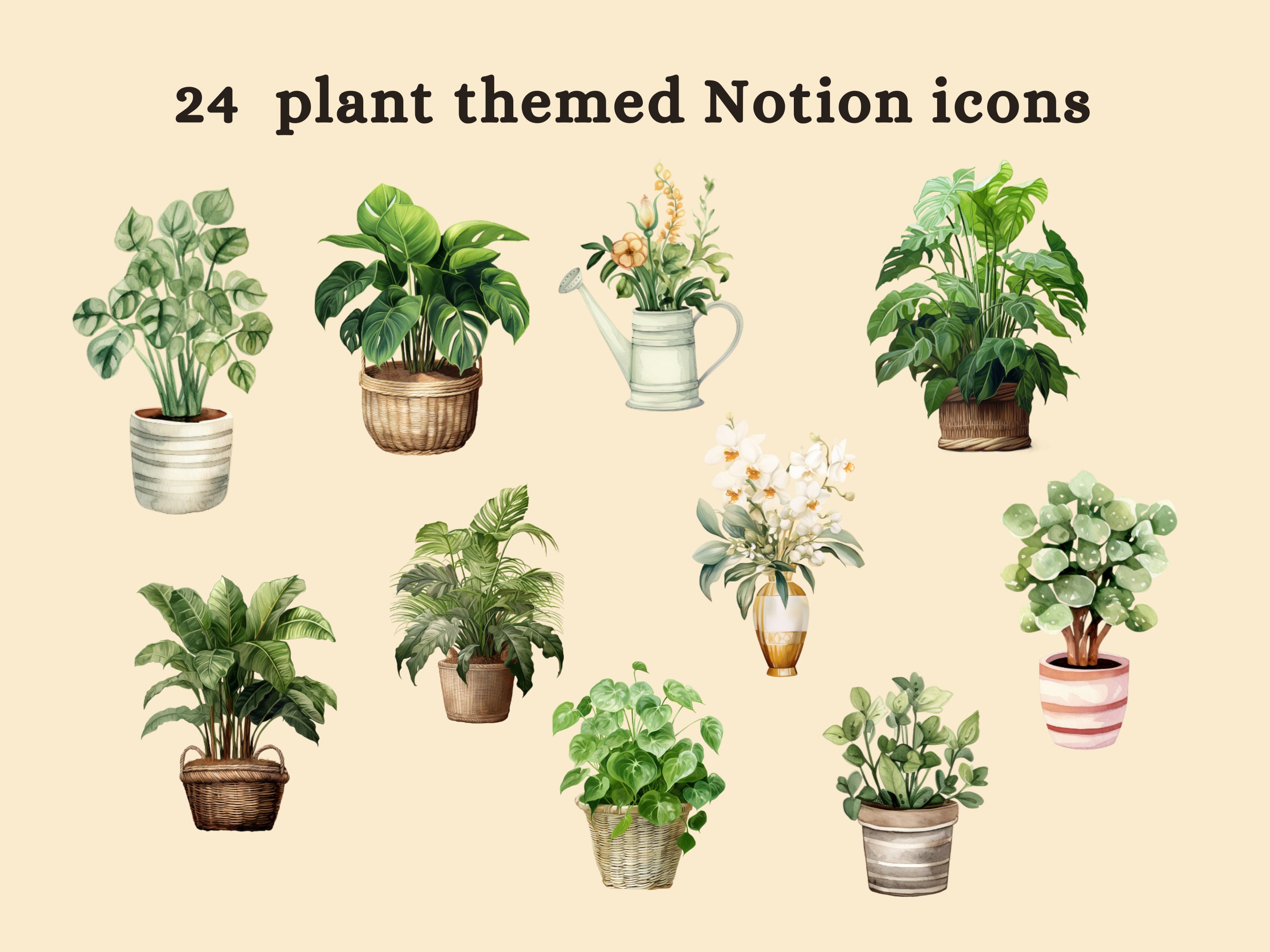 Notion Icons and Notion Covers for Notion Templates | 24 Plant Themed ...