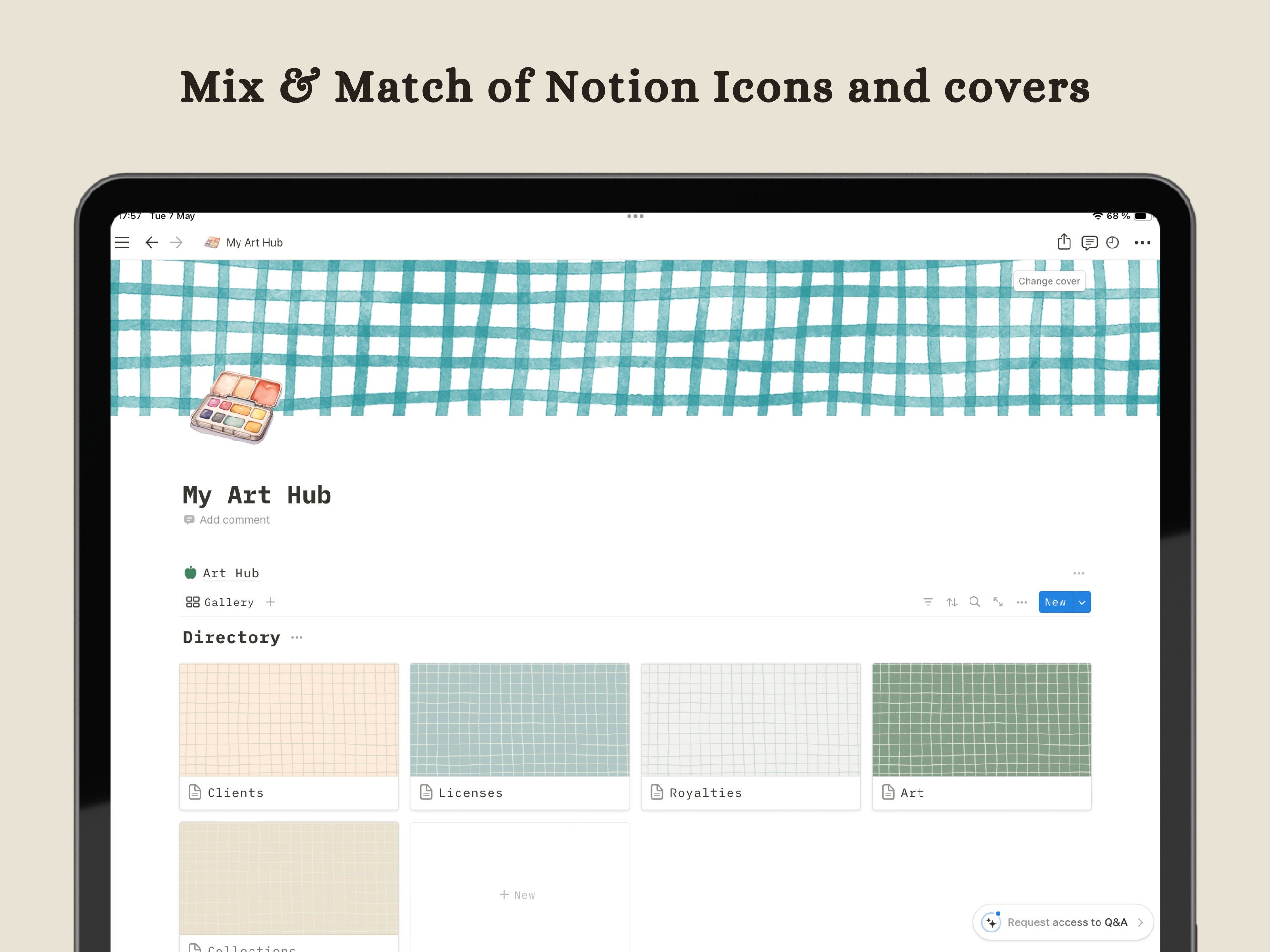 Watercolor Paintbox Themed Notion Icons for Notion Artist Hub ...