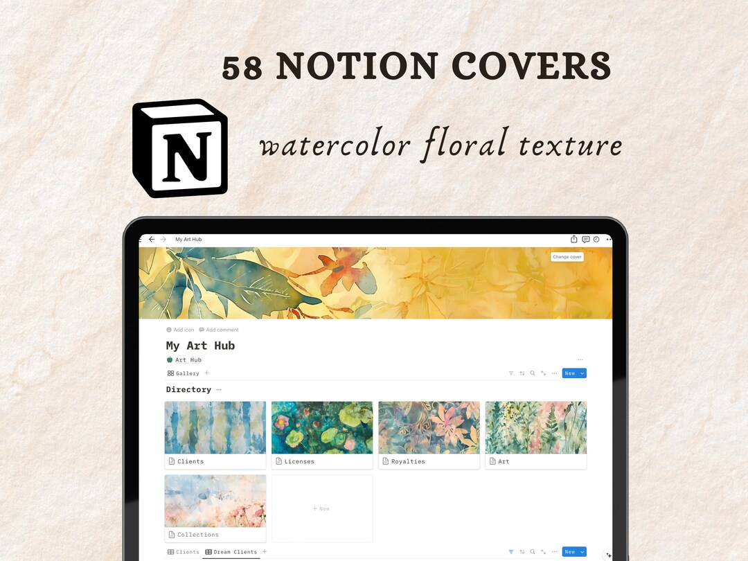 Watercolor Floral Texture Notion Covers for Notion Templates ...