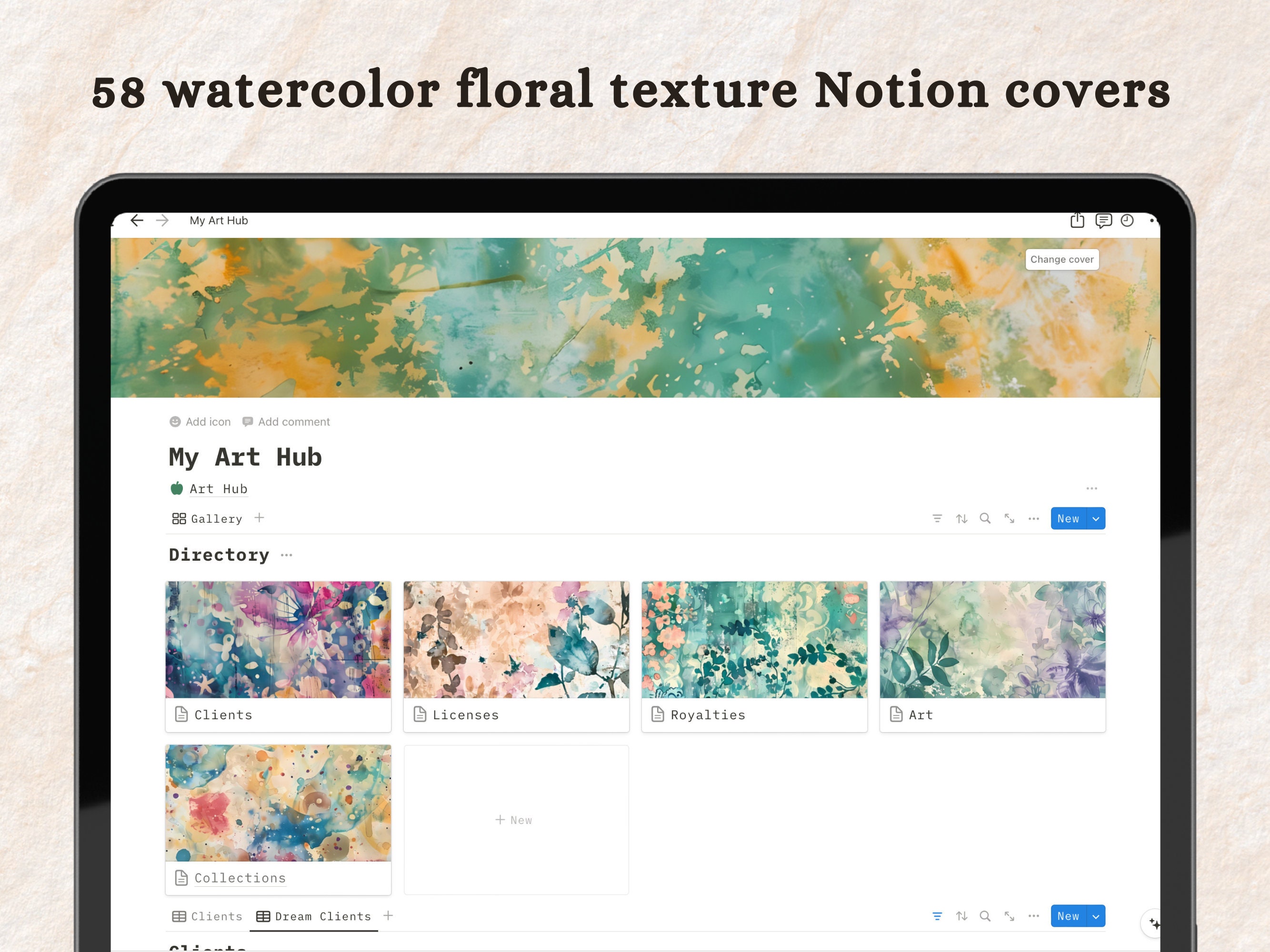 Watercolor Floral Texture Notion Covers for Notion Templates Aesthetic ...