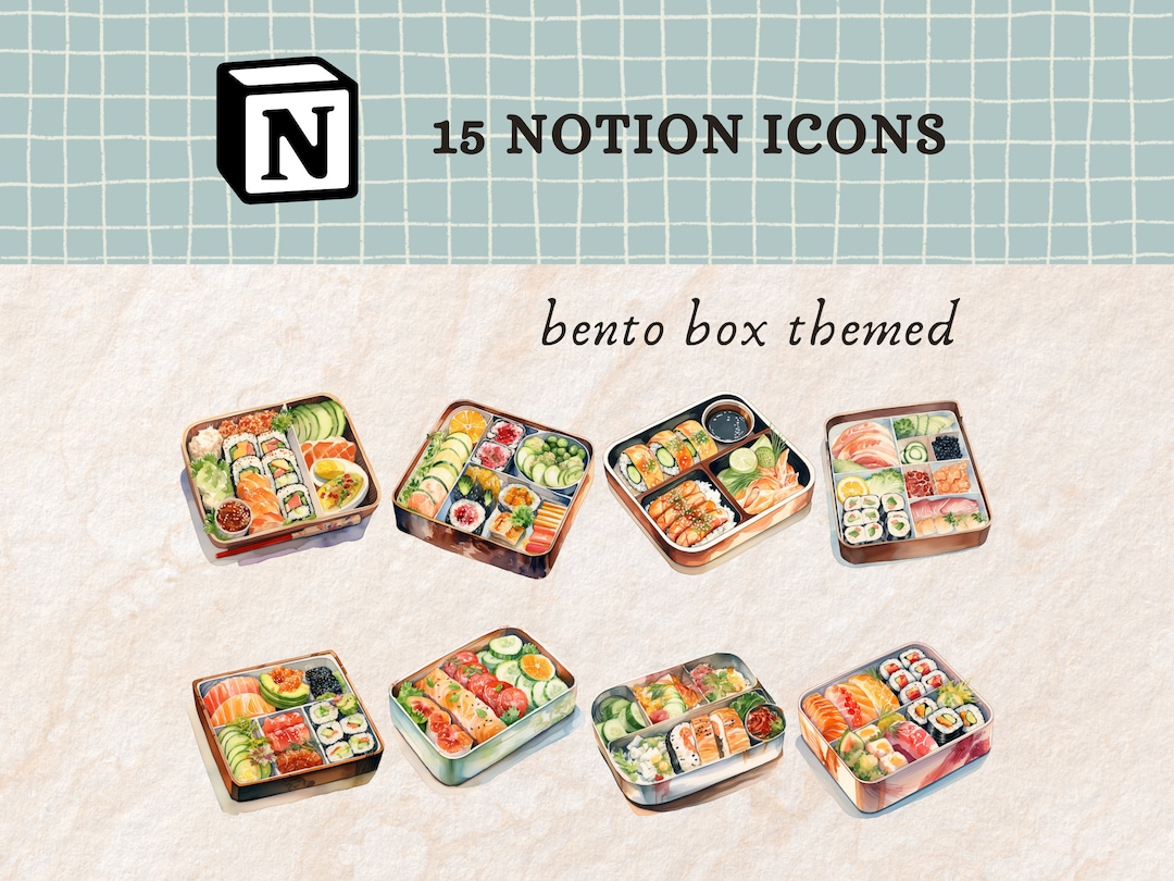 Bento Box Themed Notion Icons for Notion Templates | Japanese Bento Box ...