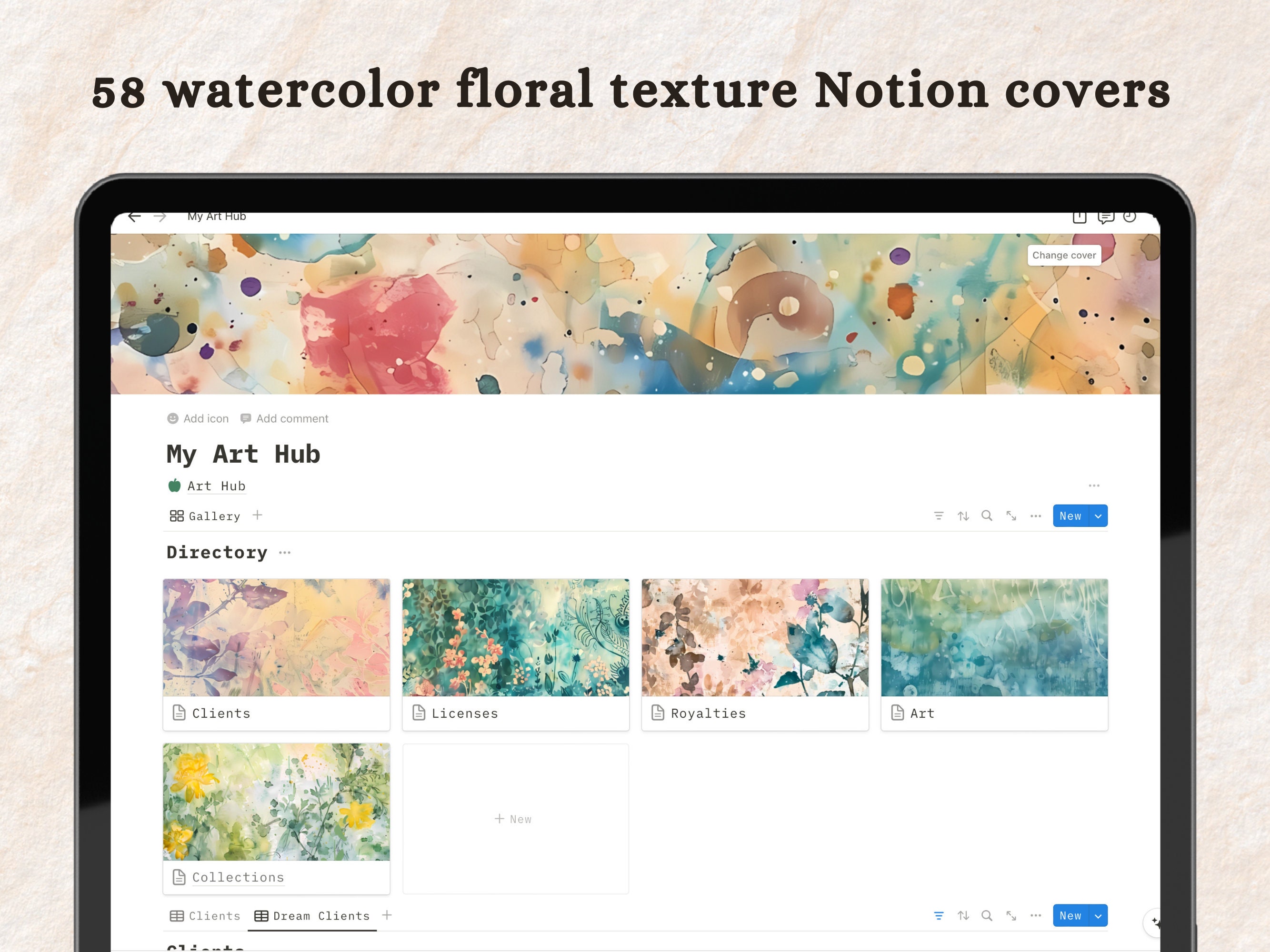 Watercolor Floral Texture Notion Covers for Notion Templates Aesthetic ...