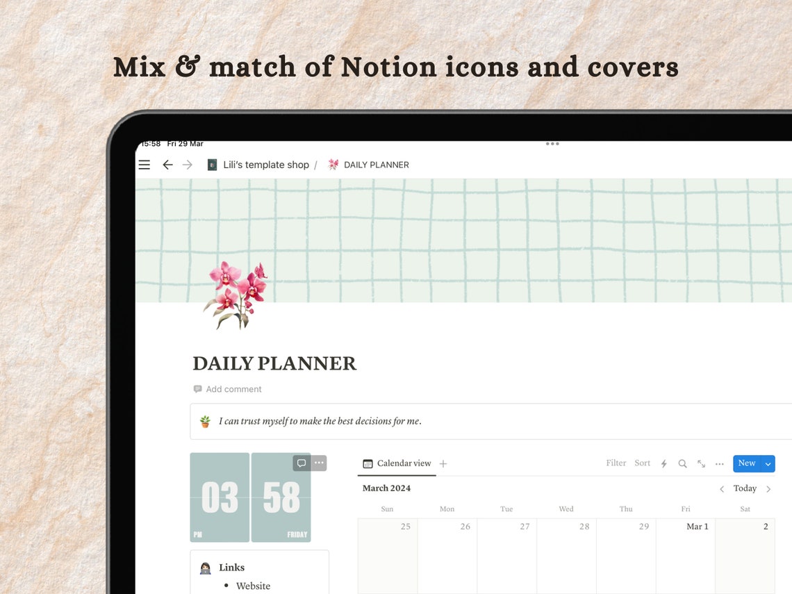 Notion Icons and Notion Covers for Notion Templates | Botanical Themed ...
