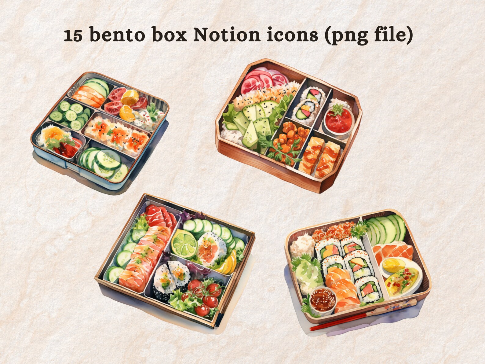 Bento Box Themed Notion Icons for Notion Templates | Japanese Bento Box ...