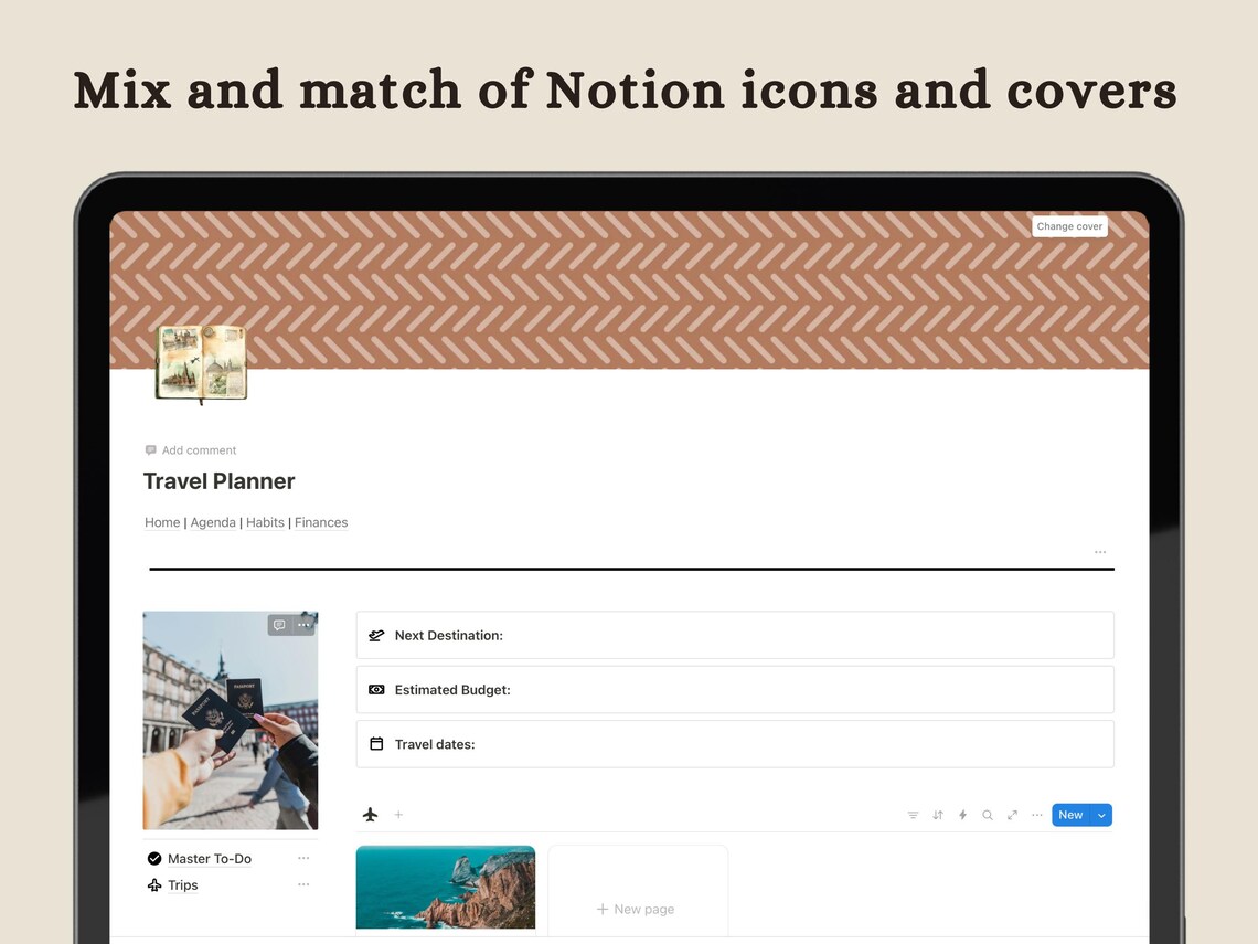 Travel Themed Notion Icons for Notion Travel Planner | Earthy Color ...