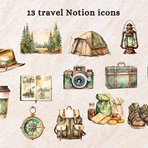 Travel Themed Notion Icons for Notion Travel Planner | Earthy Color ...