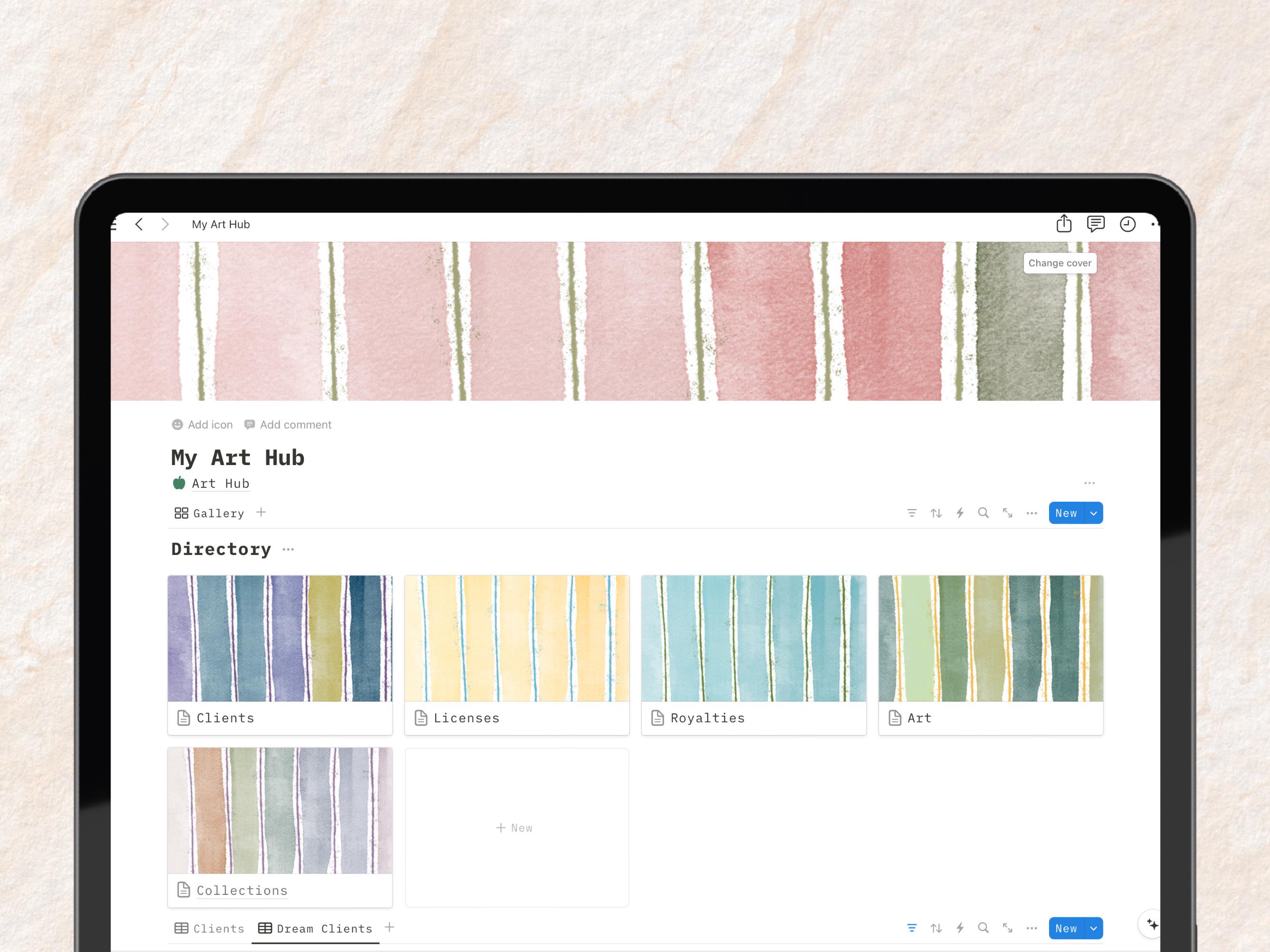 Hand Drawn Watercolor Lines Notion Covers for Notion Templates ...