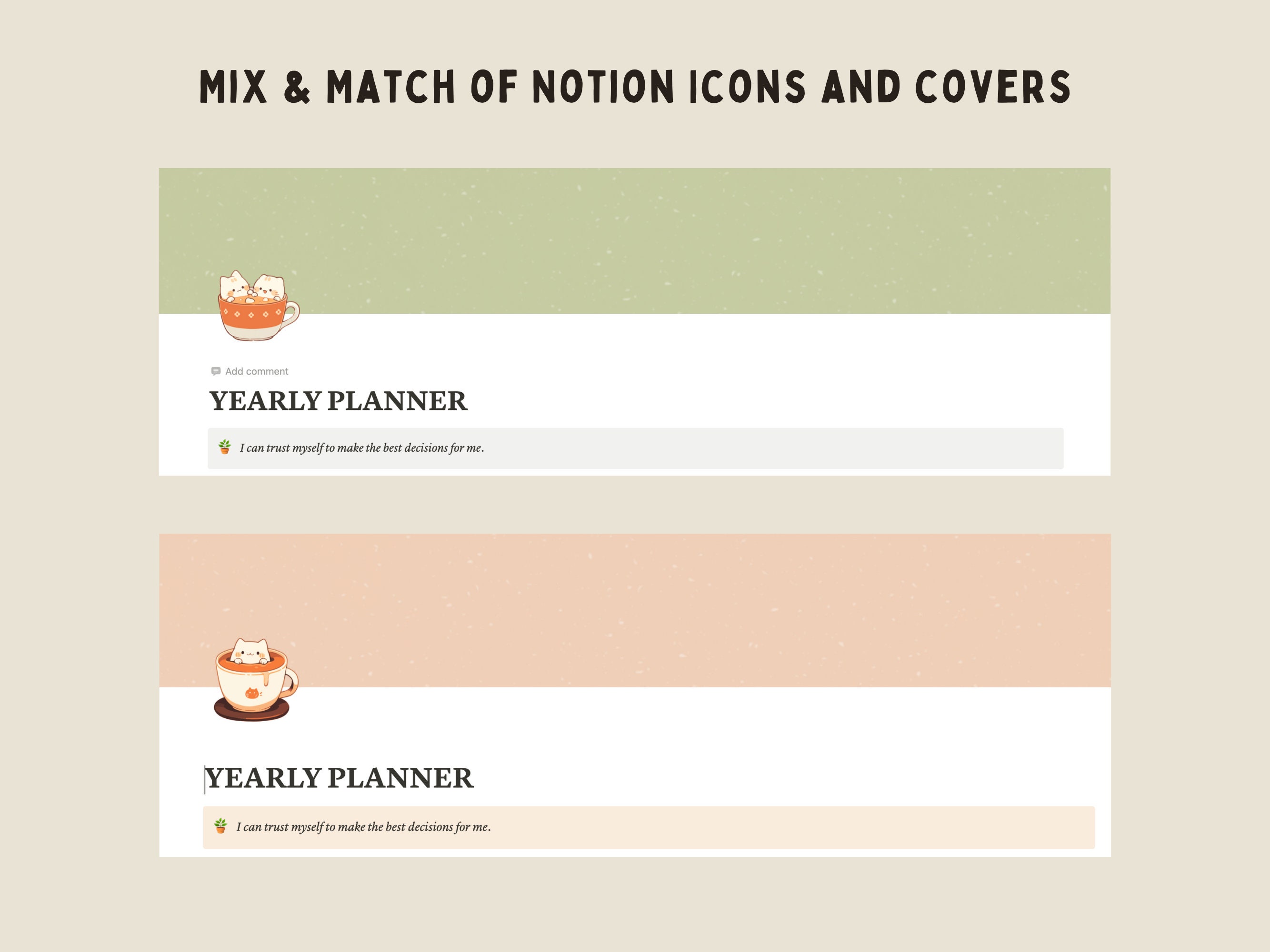 Notion Icons and Notion Covers for Notion Templates | Cat Themed Icons ...