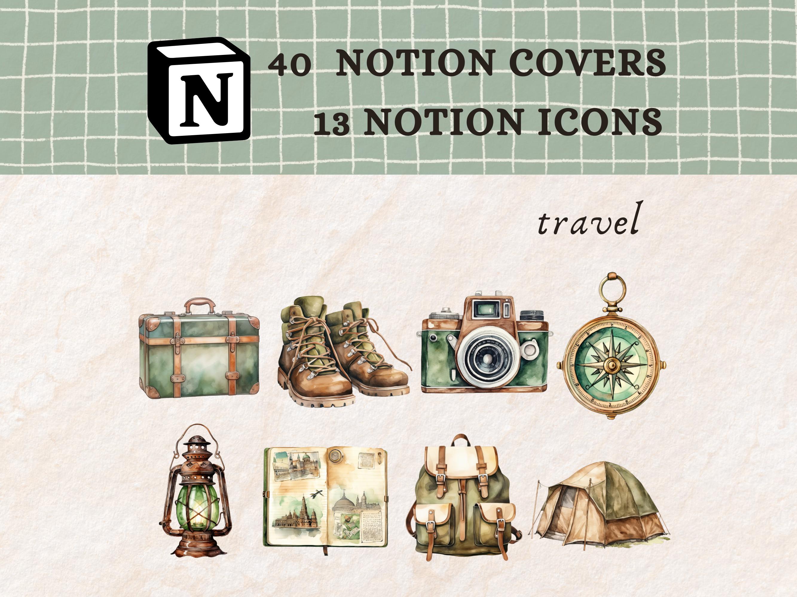Travel Themed Notion Icons for Notion Travel Planner | Earthy Color ...