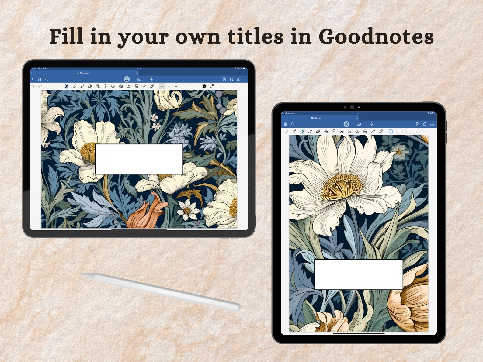 Floral Design Themed Goodnotes Notebook and Planner Covers｜horizontal ...
