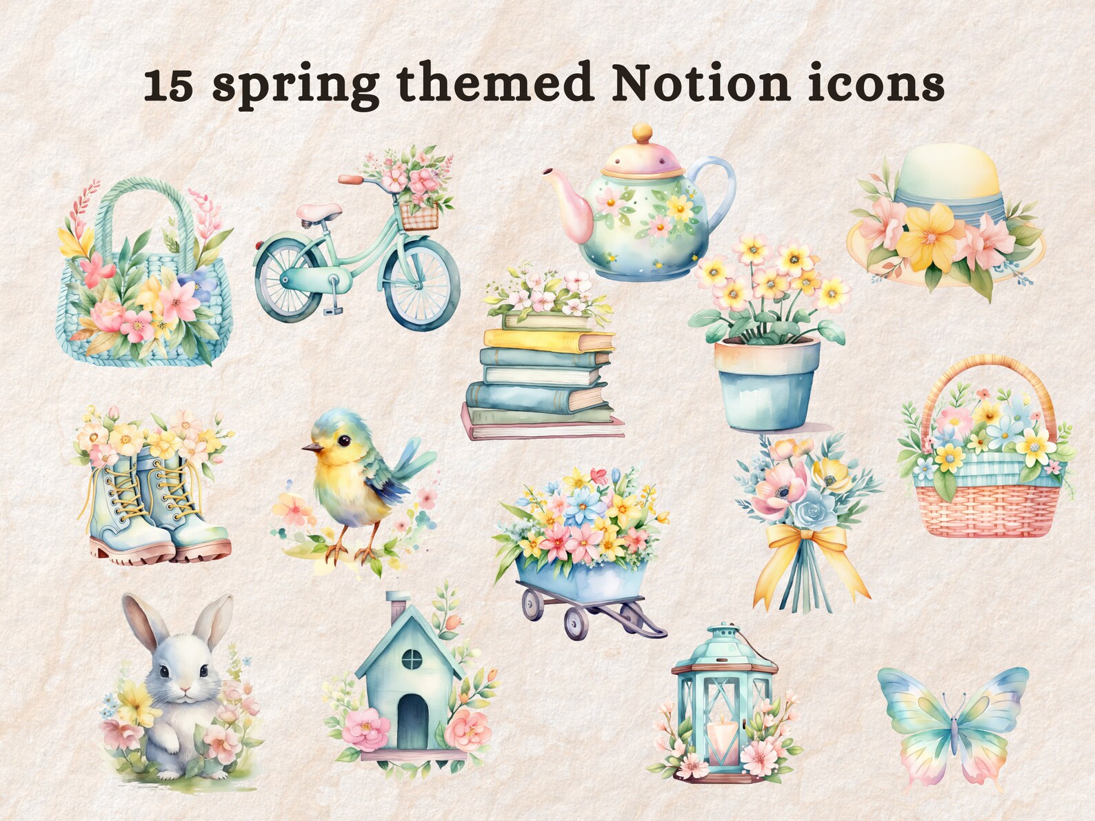 Spring Themed Notion Icons | Watercolor Polka Dots Notion Covers for ...