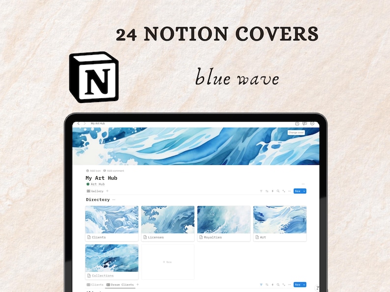 Blue Wave Themed Notion Covers for Notion Templates｜aesthetic Notion ...