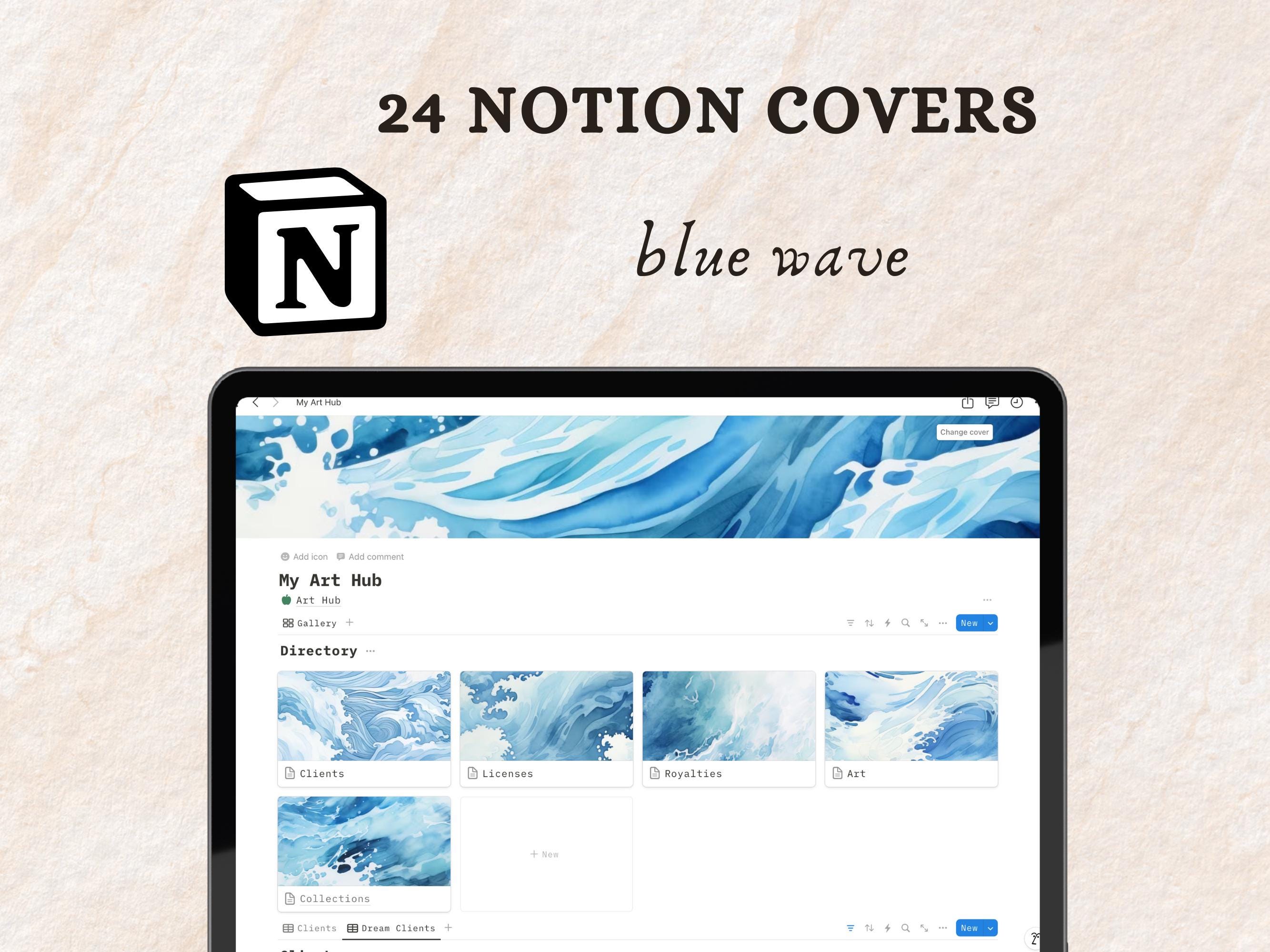 Blue Wave Themed Notion Covers for Notion Templates｜aesthetic Notion ...