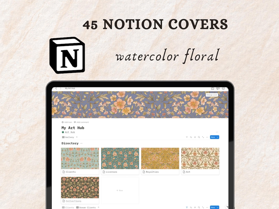 Watercolor Floral Pattern Notion Covers | Aesthetic Notion｜watercolor ...
