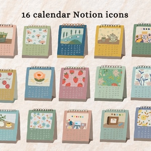 Hand Drawn Calendar Themed Notion Icons | Watercolor Checker Notion ...