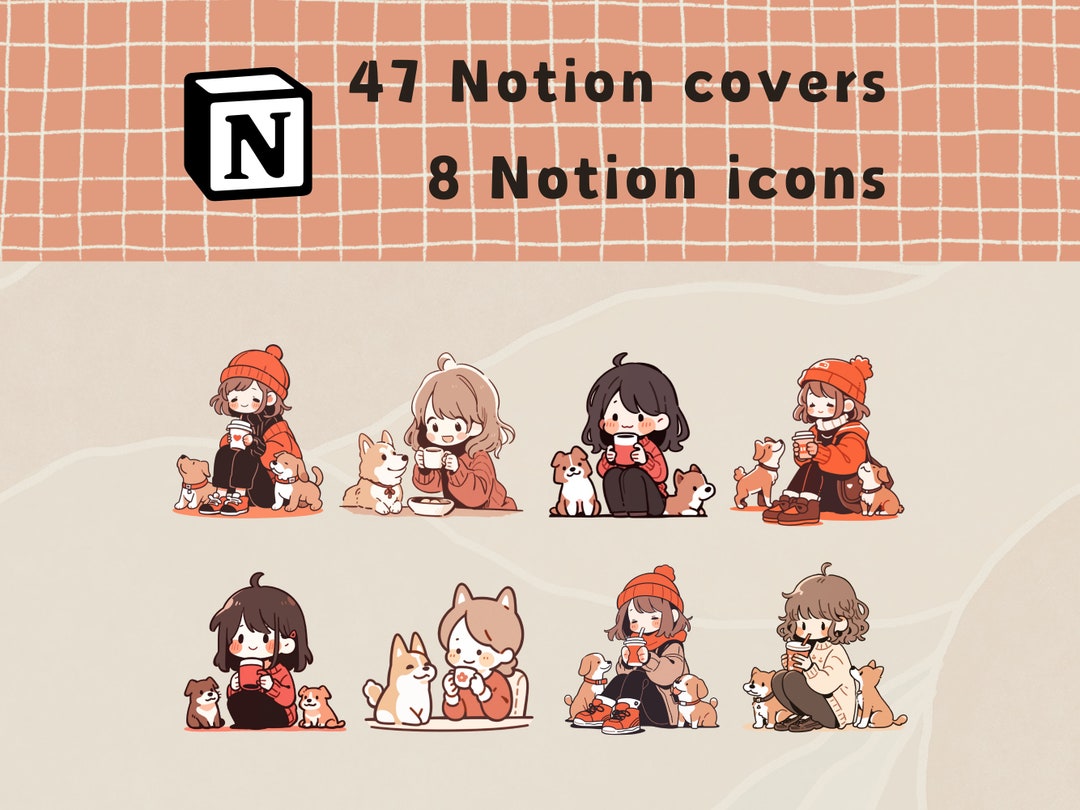 Notion Icons and Notion Covers for Notion Templates Dog Mom Themed ...