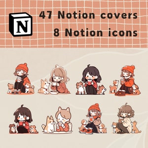 Notion Icons and Notion Covers for Notion Templates Dog Mom Themed ...