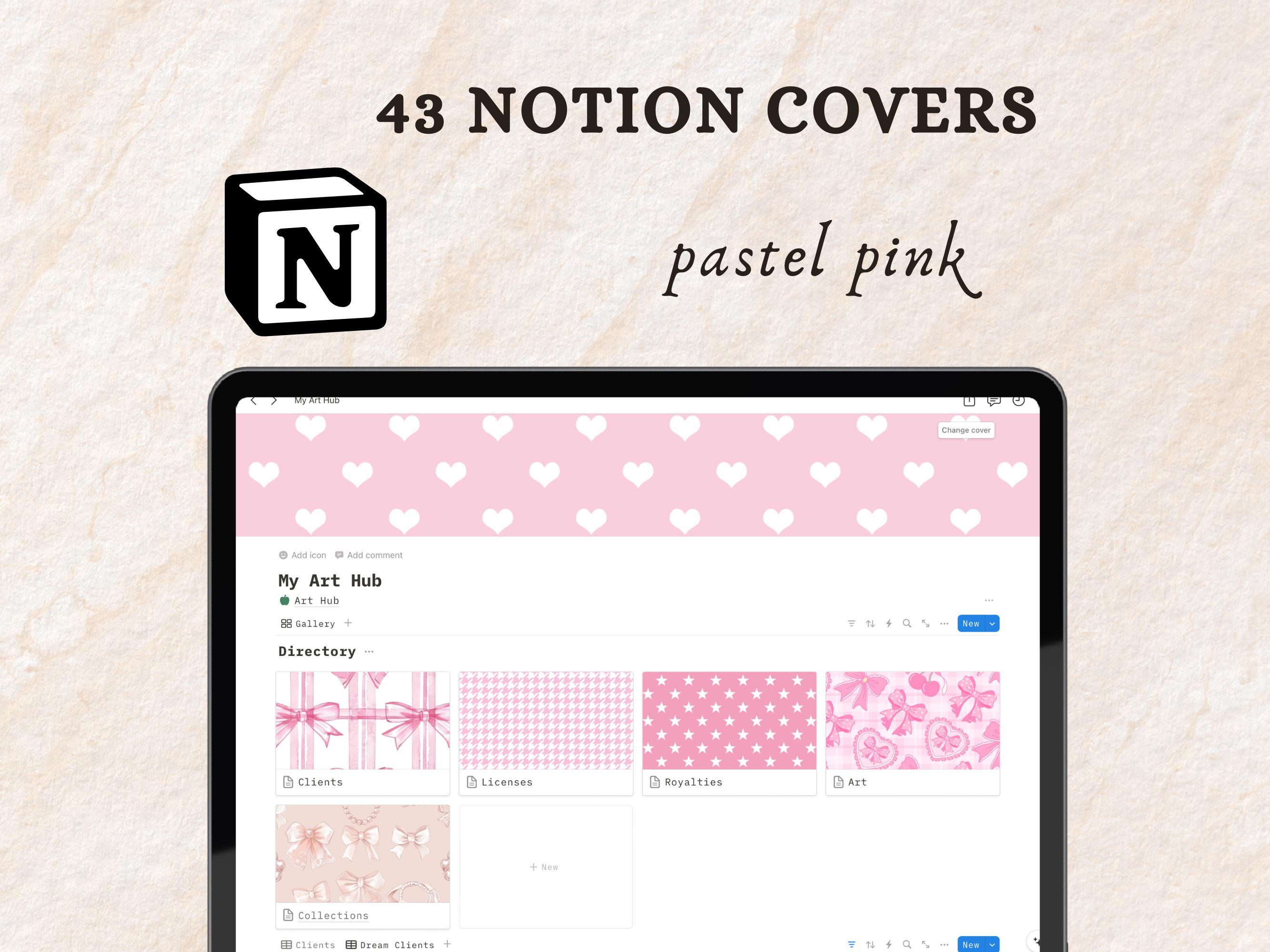 Pastel Pink Themed Notion Covers for Notion Art Hub | Coquette ...