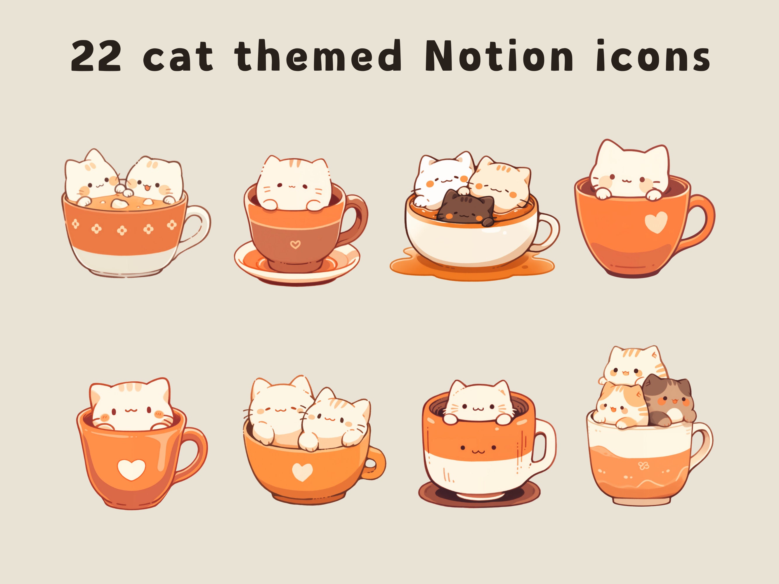 Notion Icons and Notion Covers for Notion Templates | 22 Cat Themed ...