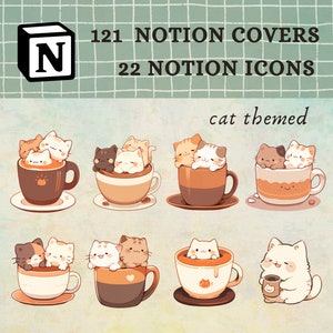 Notion Icons and Notion Covers for Notion Templates | 22 Cat Themed ...