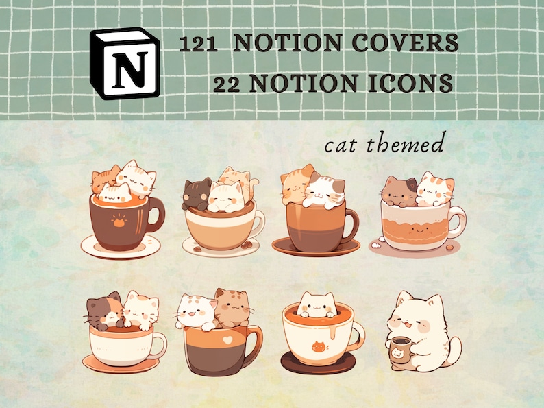 Notion Icons and Notion Covers for Notion Templates | 22 Cat Themed ...
