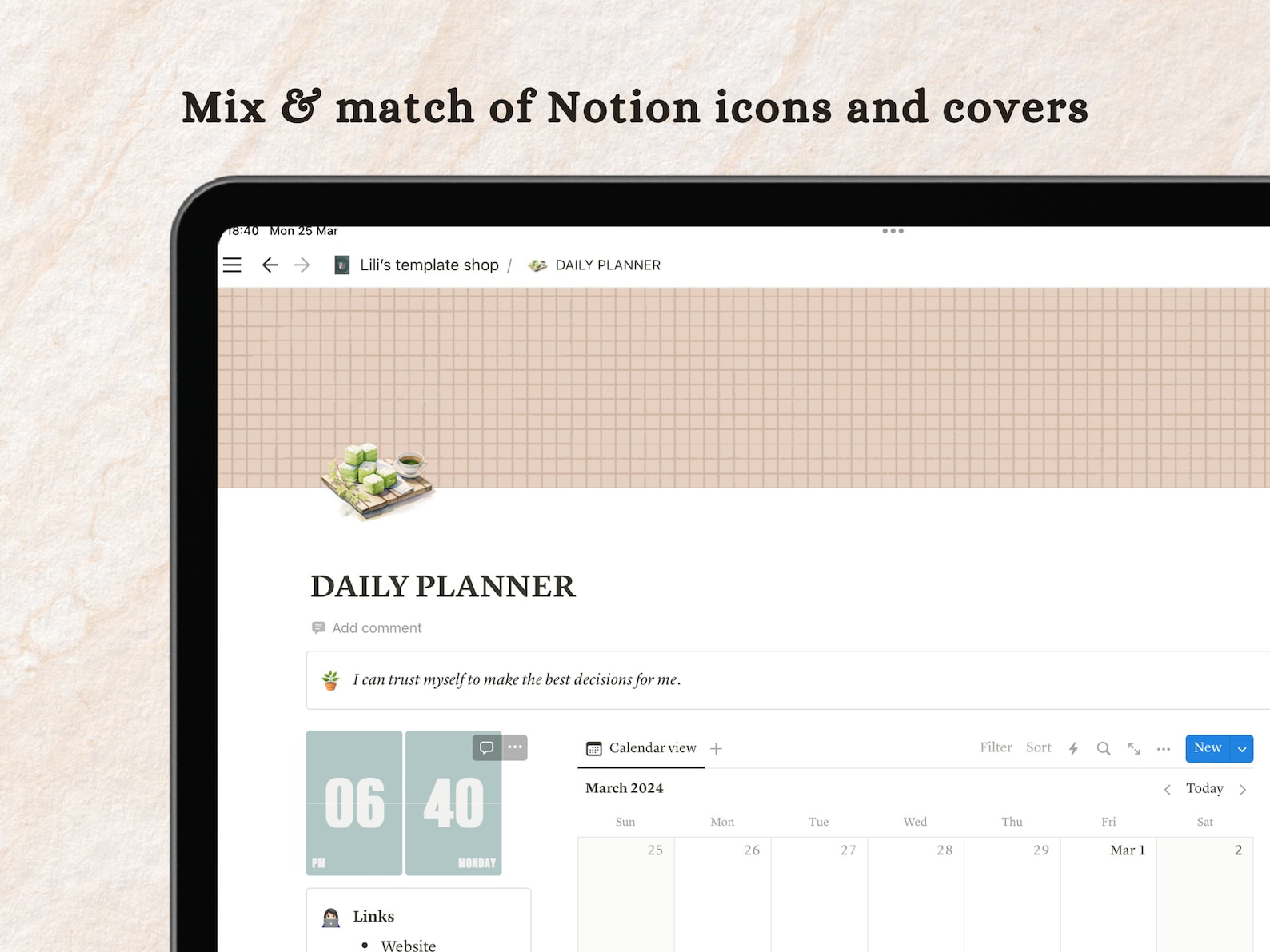 Matcha Tea Set Notion Icons for Notion Templates | 41 Checker Notion ...