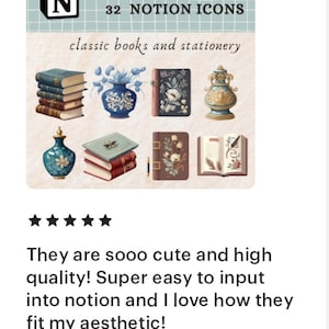 Notion Icons for Reading Tracker | Classic Book and Stationery Themed ...