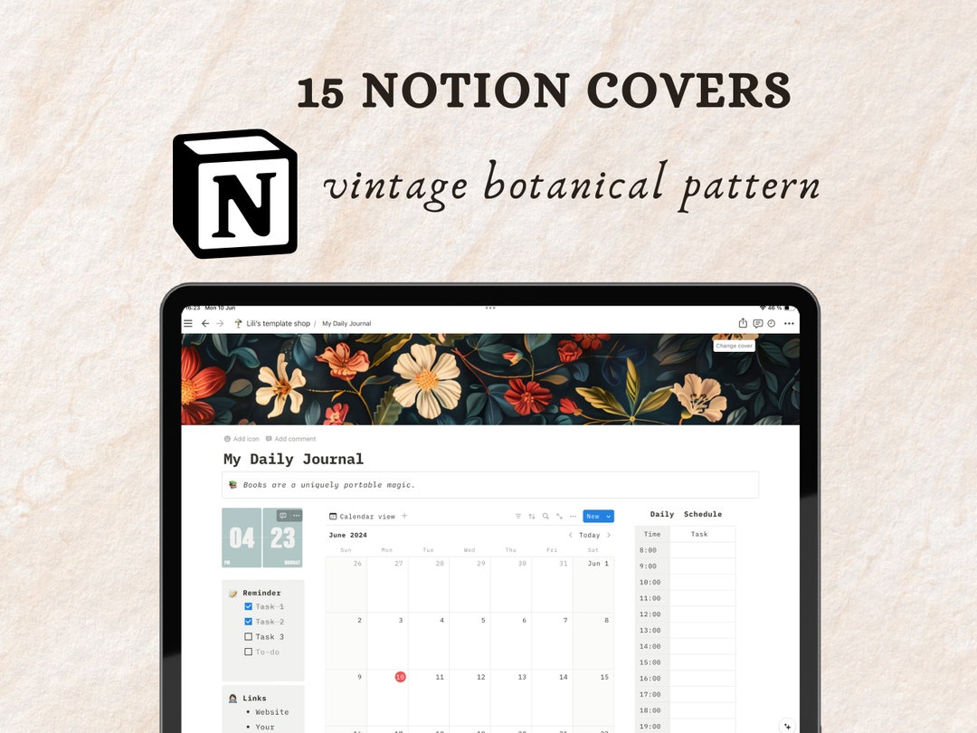 Vintage Botanical Texture Notion Covers for Notion Templates | Vintage ...