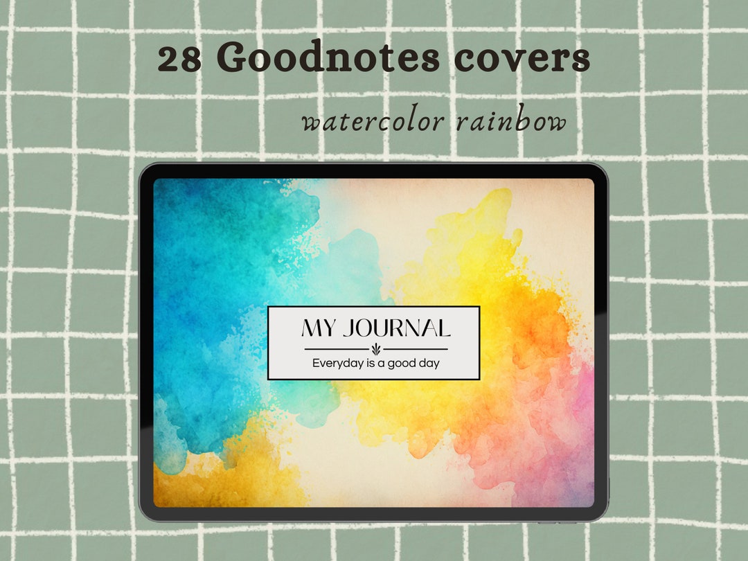 Watercolor Rainbow Texture Goodnotes Notebook Covers｜horizontal and ...