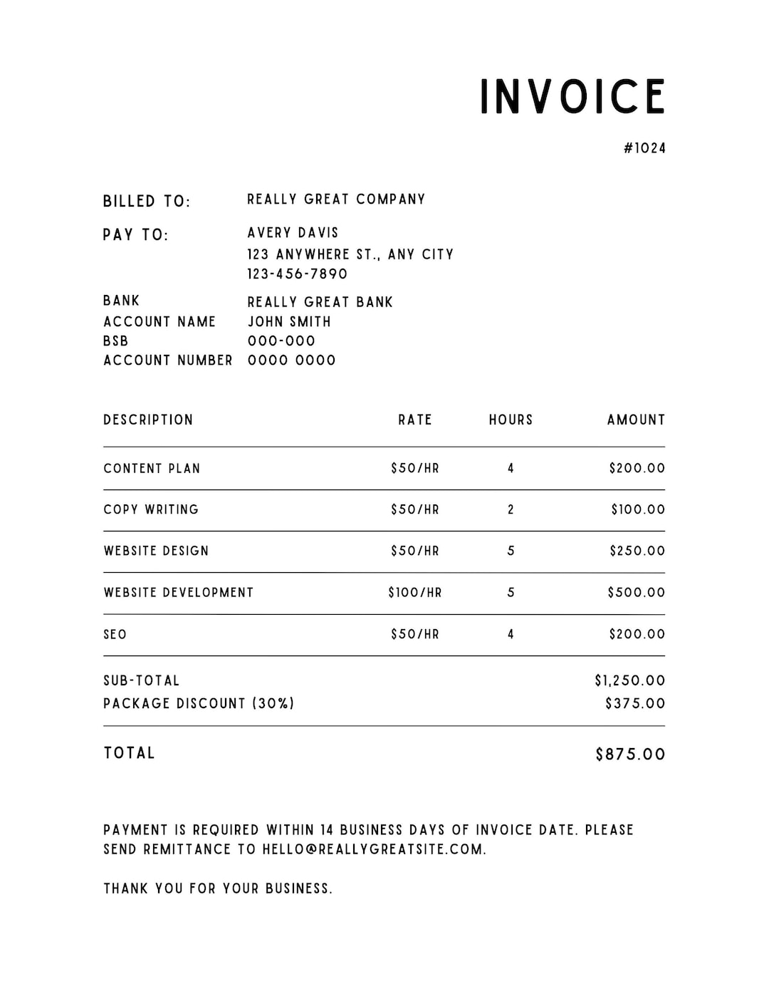 Sales Invoice Template Editable Small Business Custom Order - Etsy
