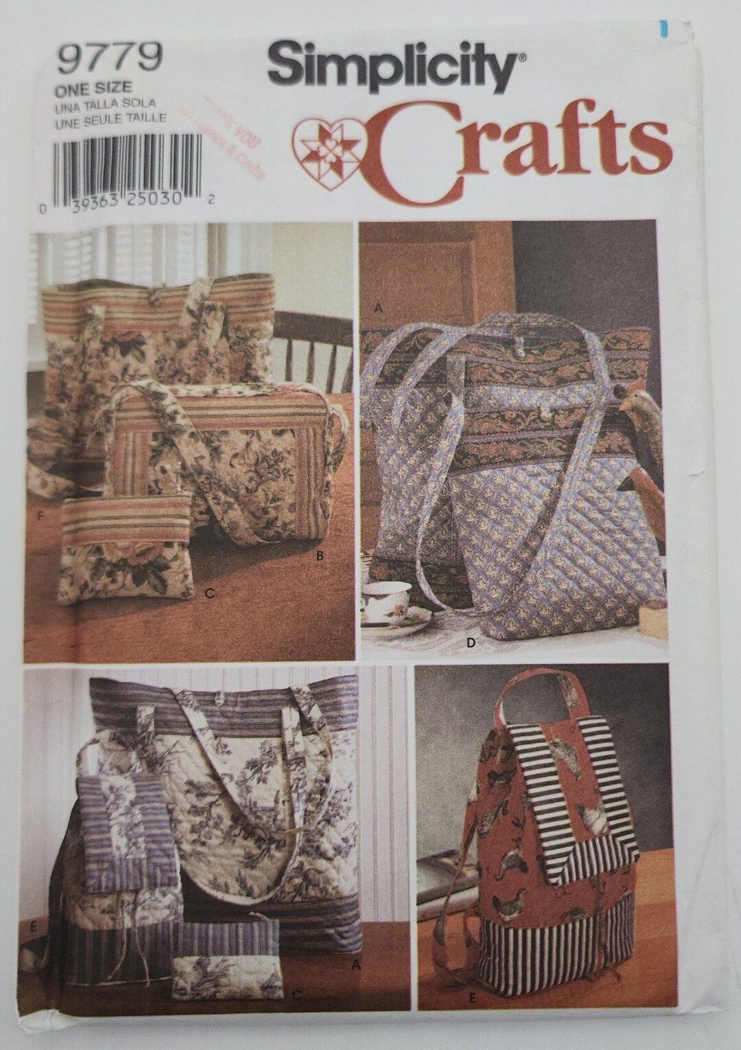 Simplicity Crafts 9779 Sewing Pattern Tote Purse Backpack Cosmetic Bags ...