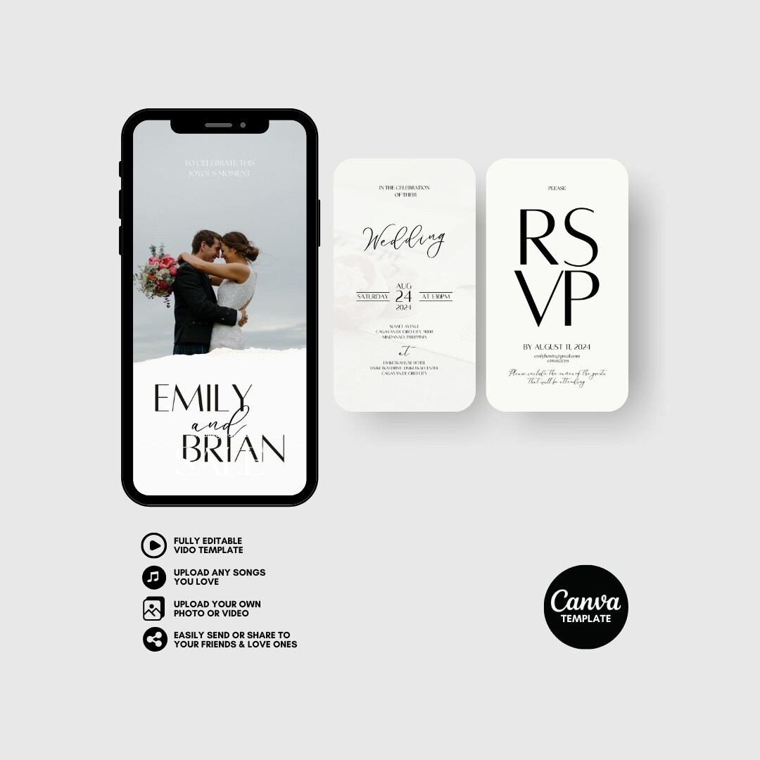 Digital Animated Wedding Invitation Editable Invitation Digital With ...