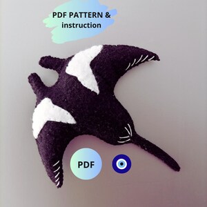 Stingray Manta Ray PDF Pattern Felt, Ocean Animals Garland,sewing Easy ...